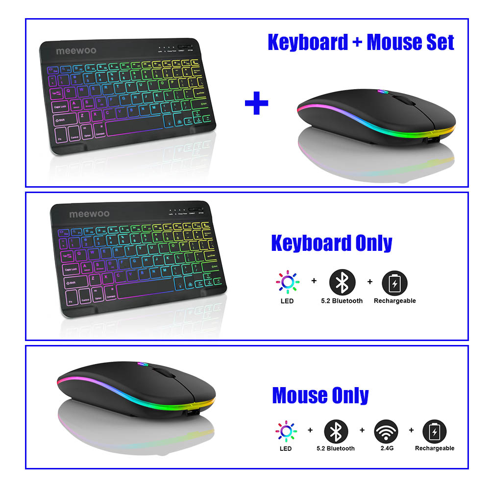 10inch Wireless bluetooth keyboard mouse set rechargeable for Laptop ...
