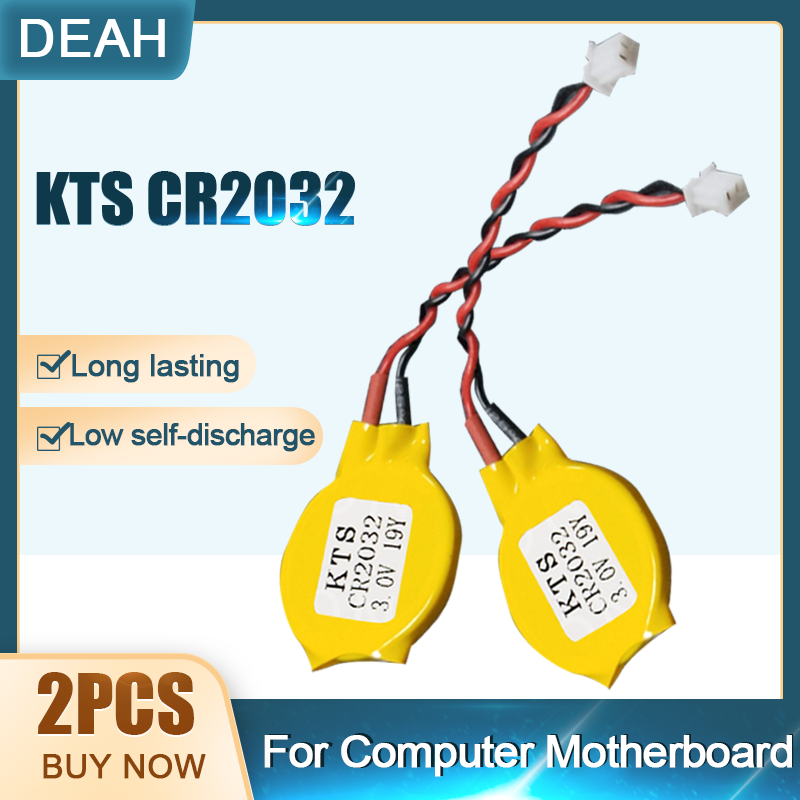 2Pcslot NEW 3V Lithium battery KTS CR2032 CR2032W For BIOS COM Computer ...