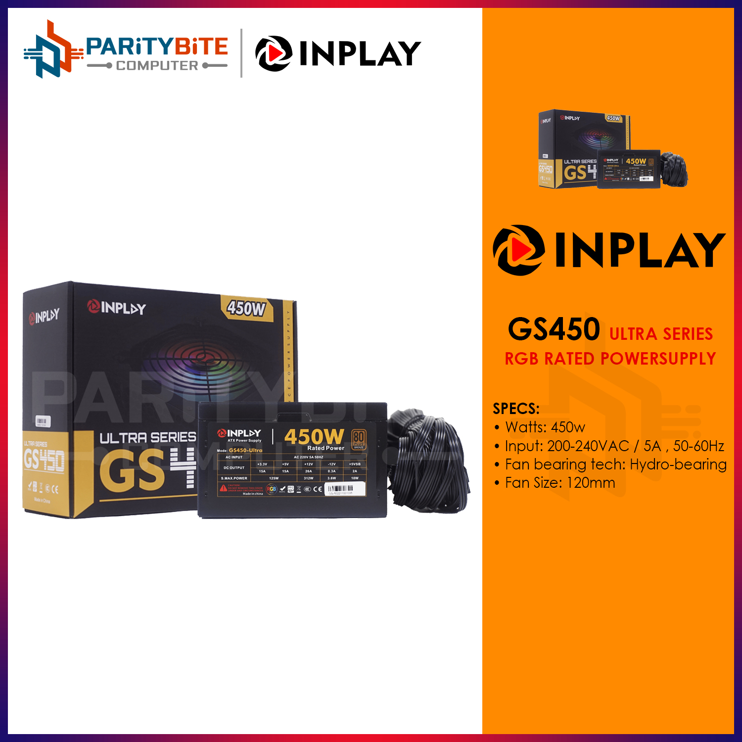 INPLAY GS450-ULTRA 450W Power Supply | RGB 80Plus Bronze | Lazada PH