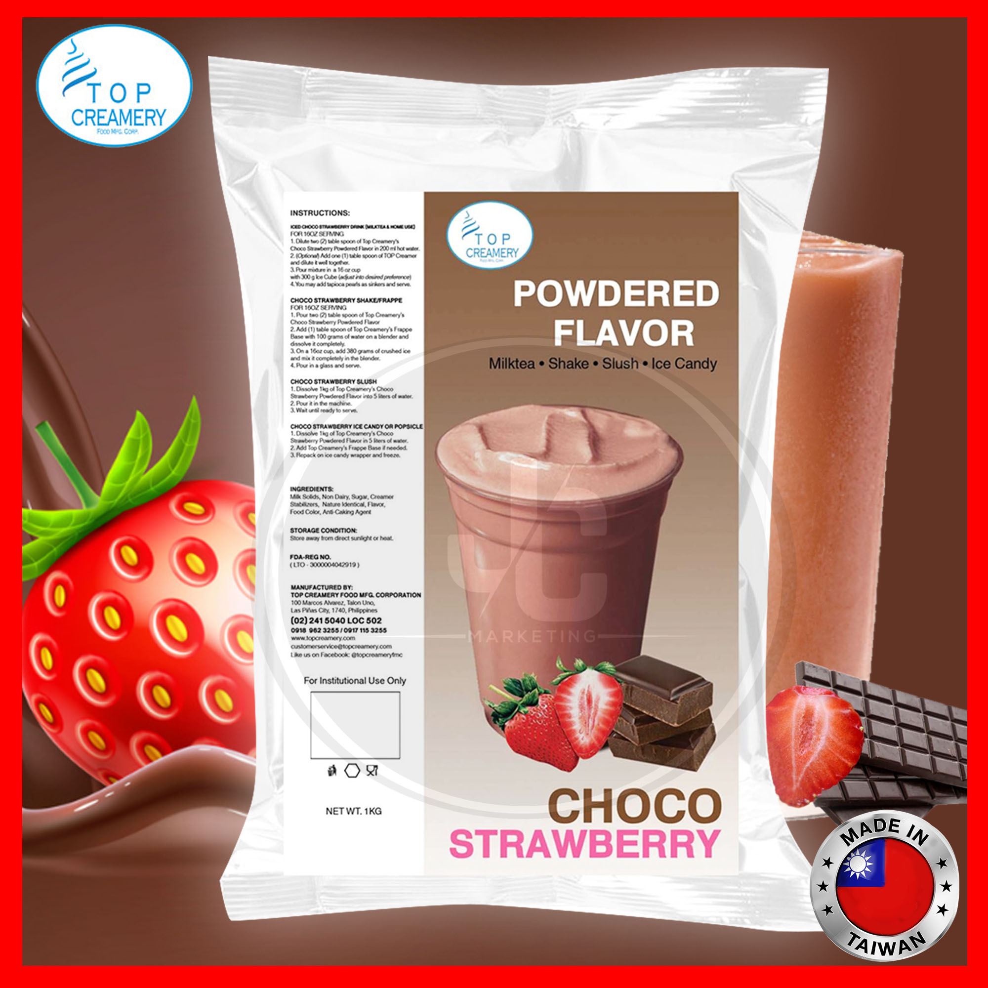 Top Creamery™ Choco Strawberry Powder 1kg For Milktea Iced Drink Frappe ...