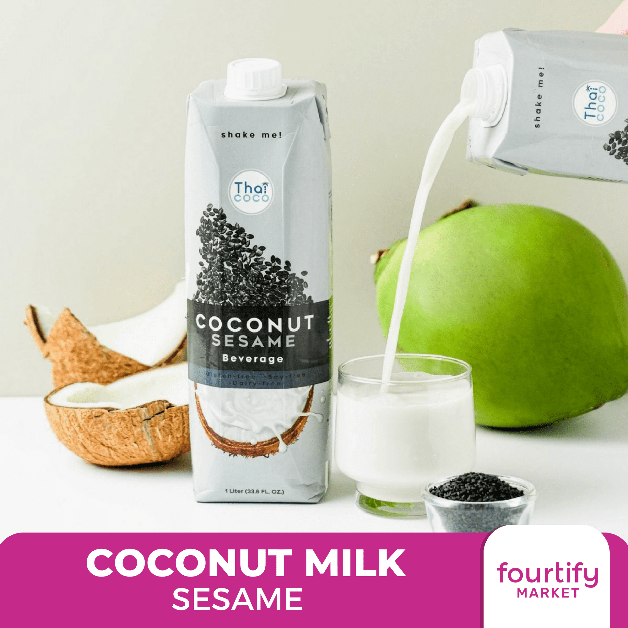 Thai Coco Coconut Sesame Milk 1L | Dairy-free, Vegan, Low Calorie | Lazada PH
