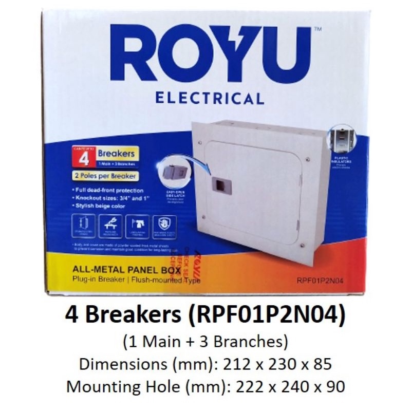 Royu All Metal Panel Box Plug In 4 6 8 10 12 Breaker Branches 2 Pole ...