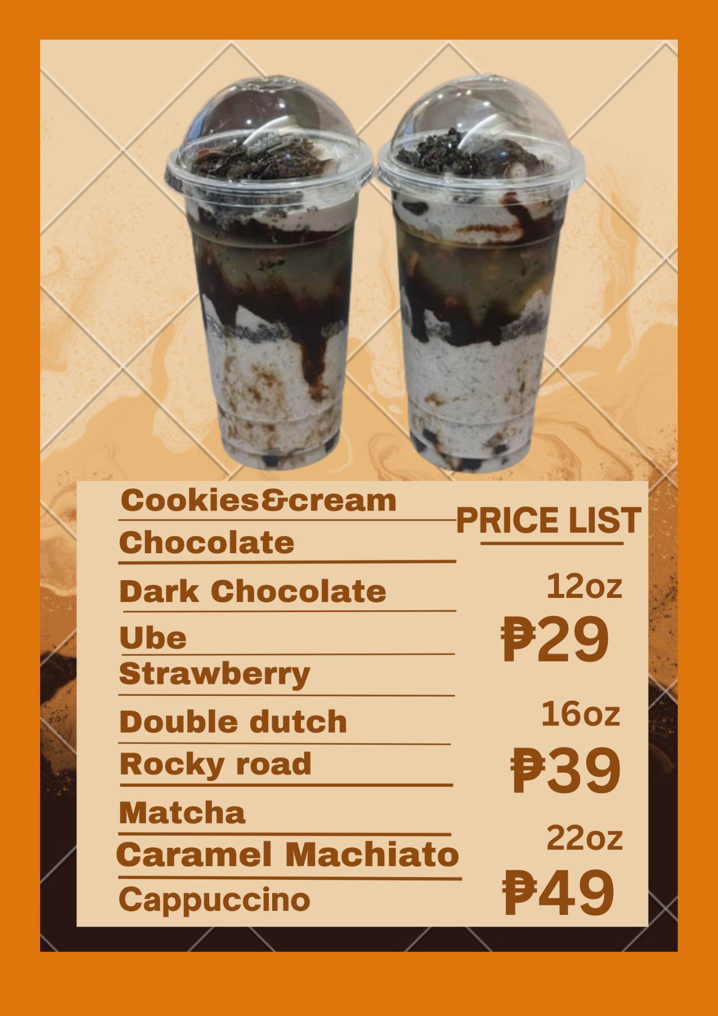 Laminated Milkshake Signages A4 Size makapal 250mic matibay, glossy ...