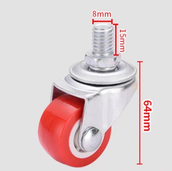 Small casters Small cart wheels polyethylene casters red casters brake ...