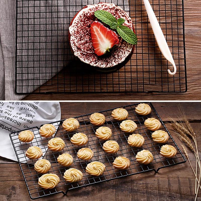2Pcs/Set Nonstick Metal Cake Cooling Rack Grid Net Baking Tray Cookies ...