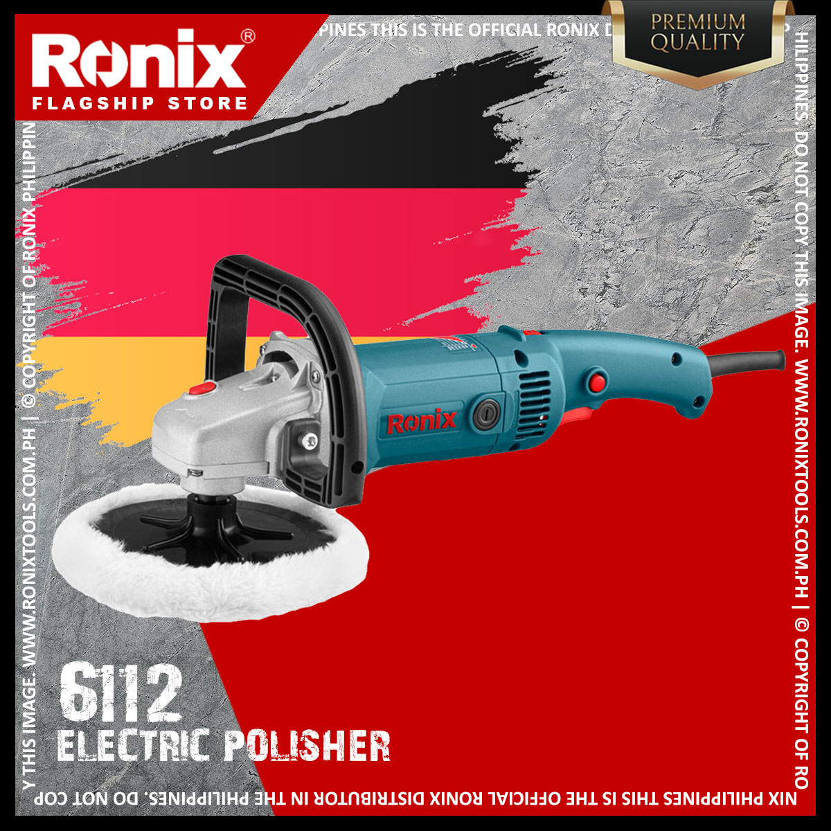 New! 🇩🇪 Ronix Premium Quality 6112 Electric Polisher 180mm, 1400W Car ...