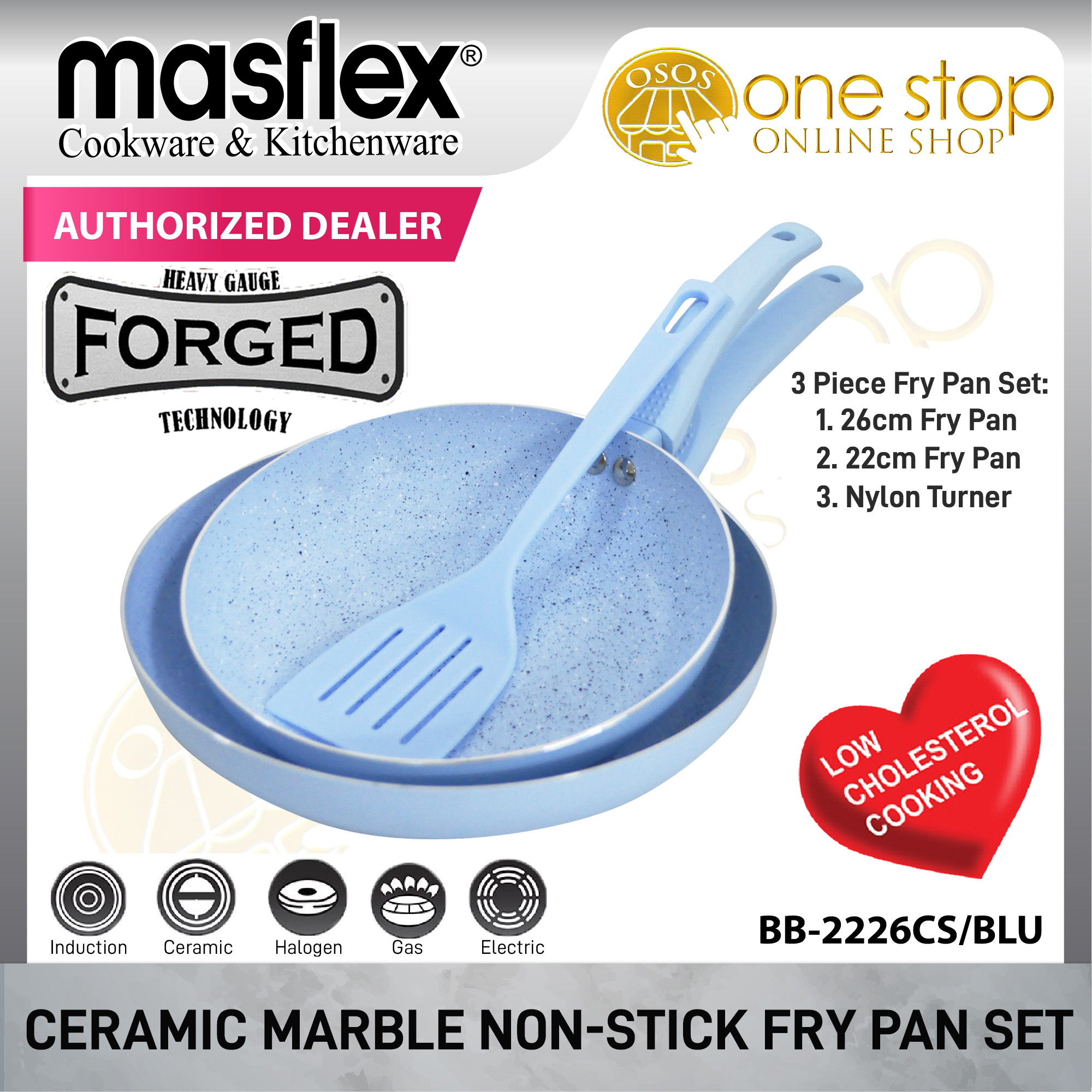 Masflex Original 3pcs Aluminum Induction Cookware with Ceramic Marble ...