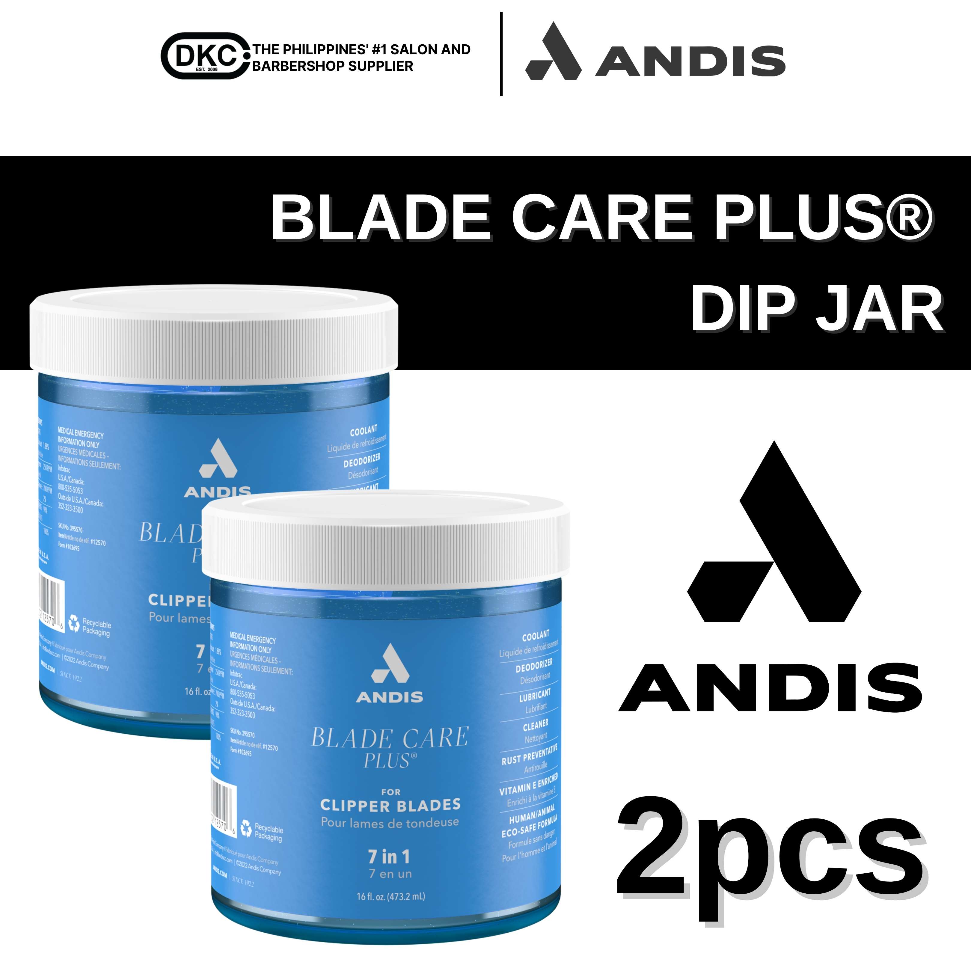 Andis Blade Care Plus Dip Jar 7 in 1 Coolant, Deodorizer, Lubricant ...