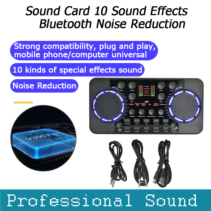 V300 PRO Live Professional Sound Card 10 Sound Effects Bluetooth Noise ...