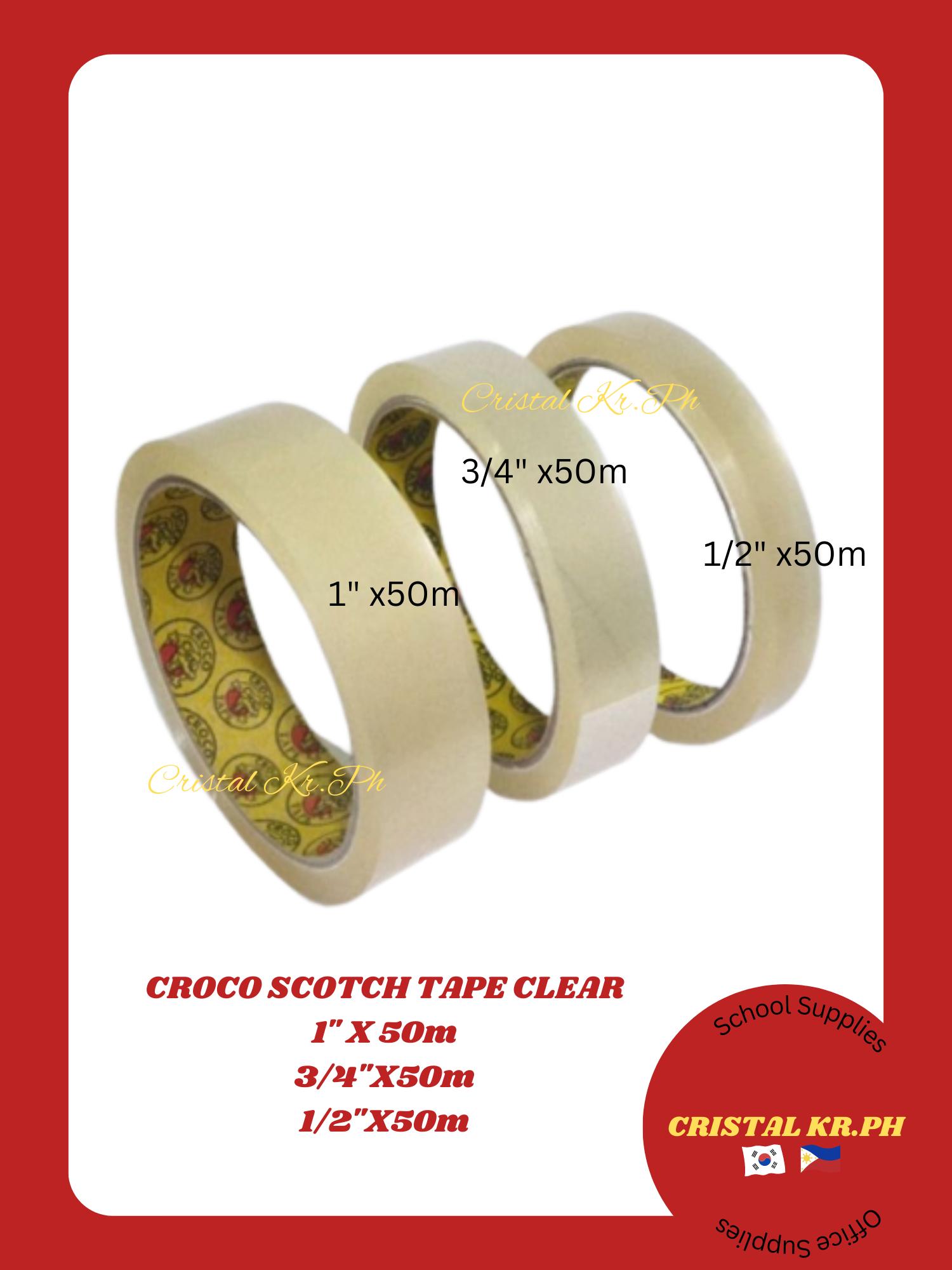 Croco Transparent Clear Tape Adhesive Tape 1", 3/4", 1/2" Sold Per Roll ...