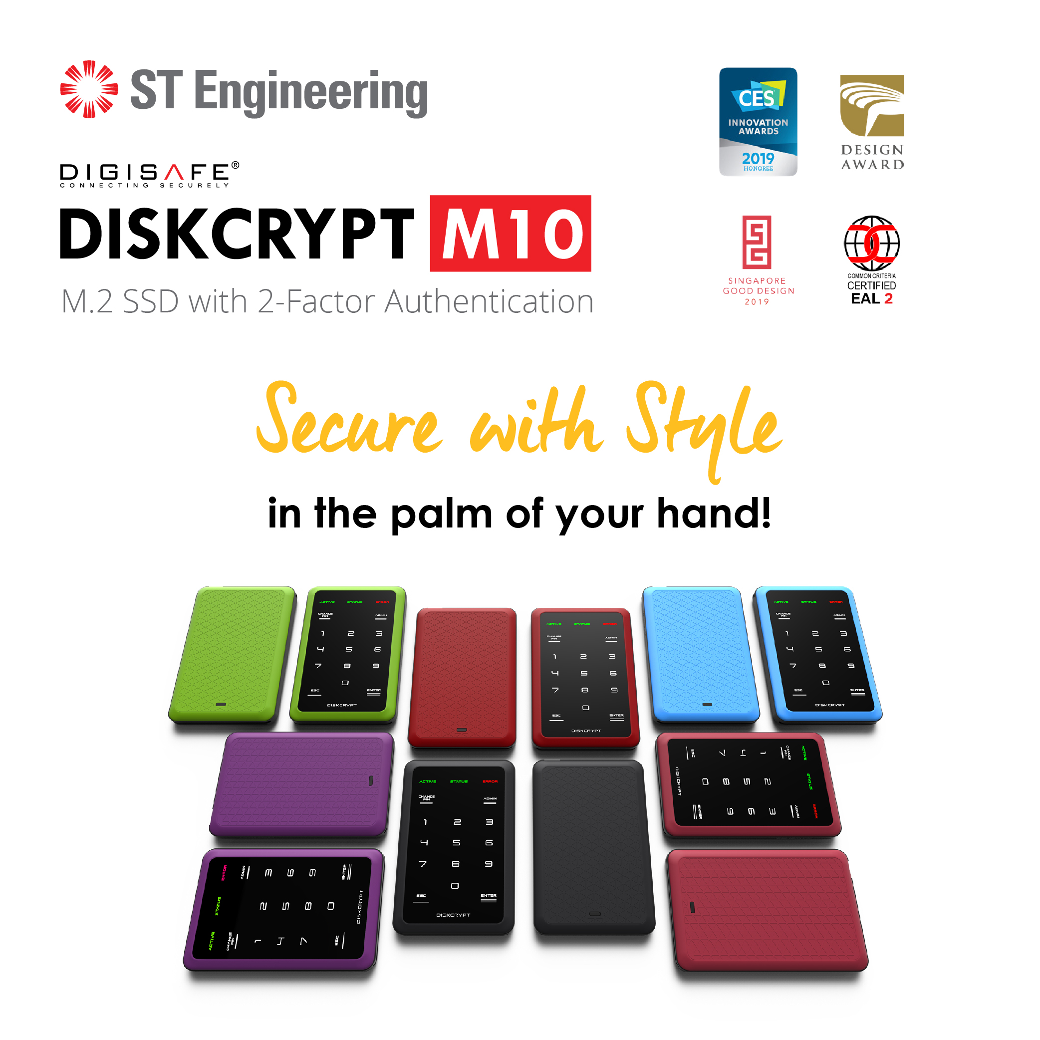DigiSafe DiskCrypt M10 M.2 SSD with 2-Factor Authentication, 64GB ...