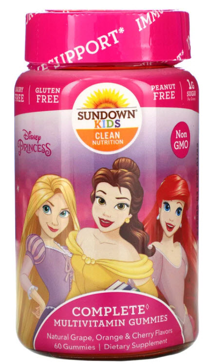 Sundown Naturals Kids, Complete Multivitamin Gummies, Disney Princess ...