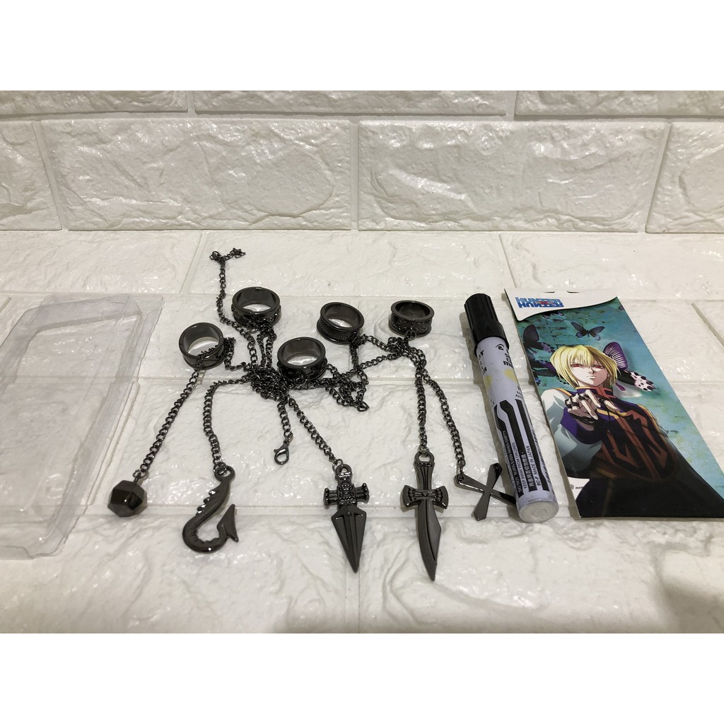 Hunter x Hunter Kurapika 5 Ring w/ Charms Chain Bracelet Cosplay Props ...