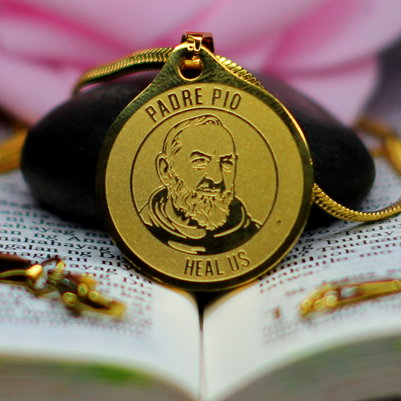 Stainless Steel Padre 20mm Pio Heal Us Pendant on Snake Chain | Lazada PH