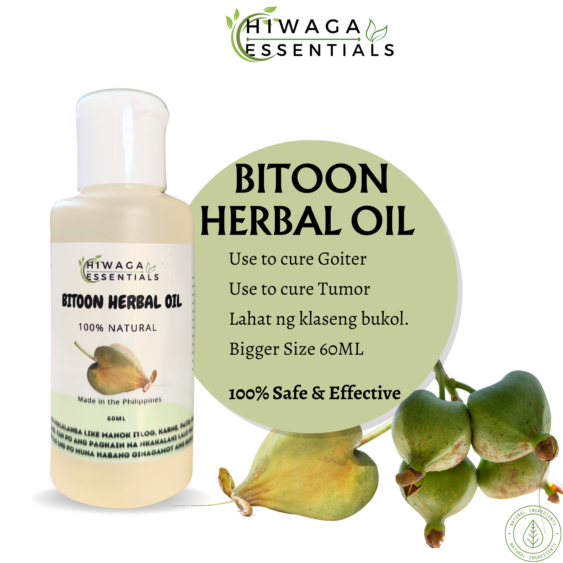 [Hiwaga] Pure Bitoon Natural Herbal Oil 60ml | Gamot para sa | BUKOL ...