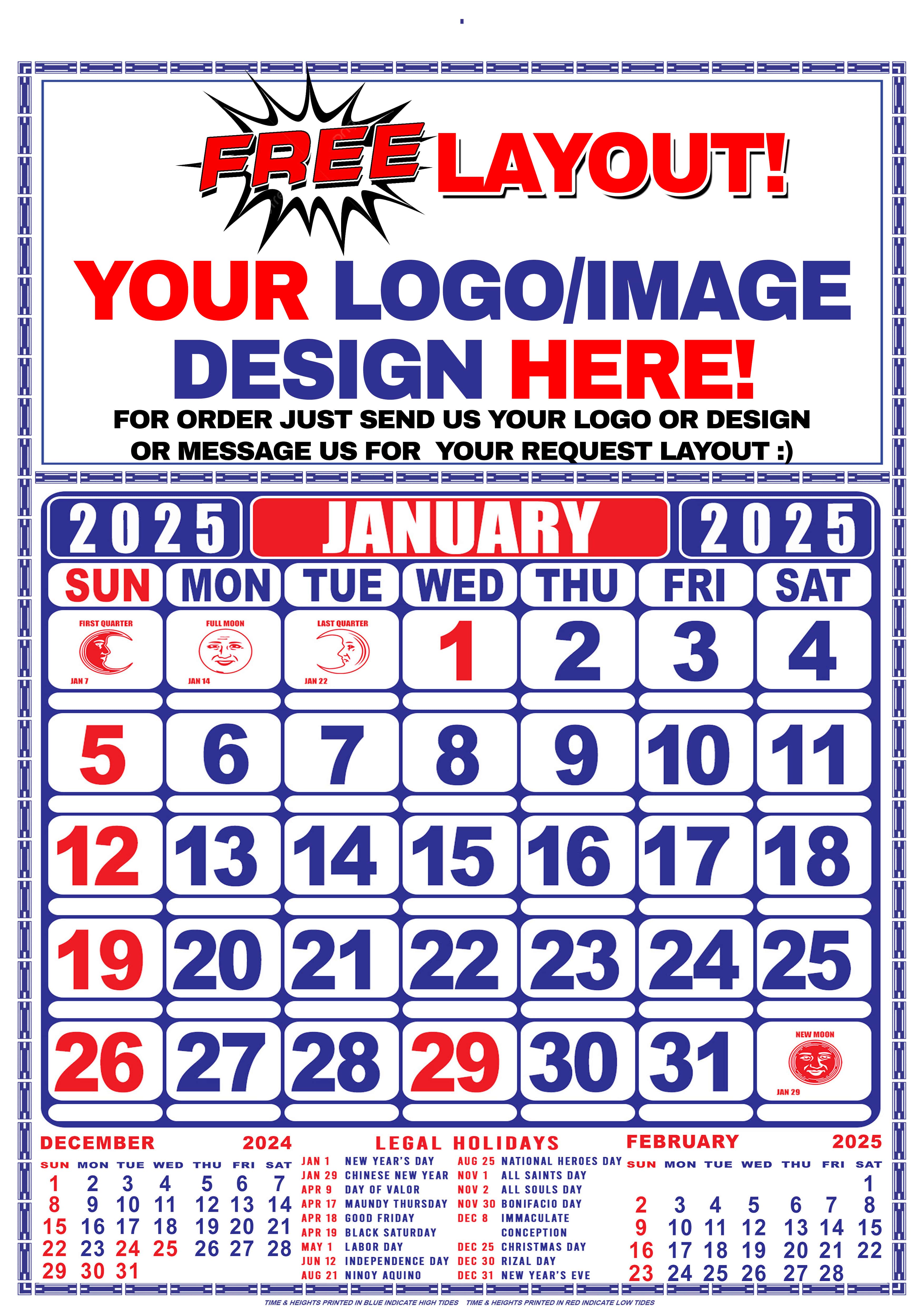 LONG BONDPAPER SIZE 2025 COMMERCIAL CALENDAR FREE LAYOUT | Lazada PH