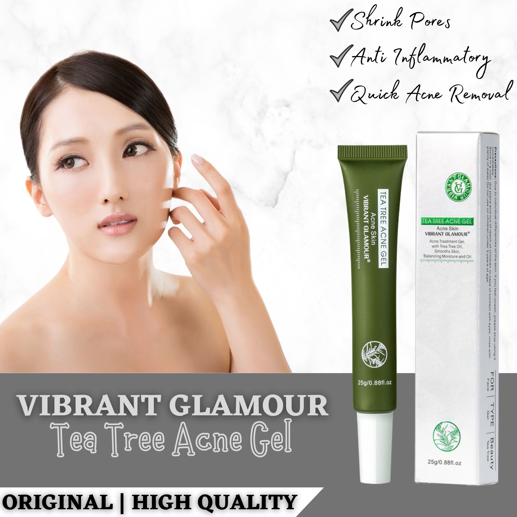 Vibrant Glamour Tea Tree Acne Gel Moisturizing Remove Acne Shrink Pores ...