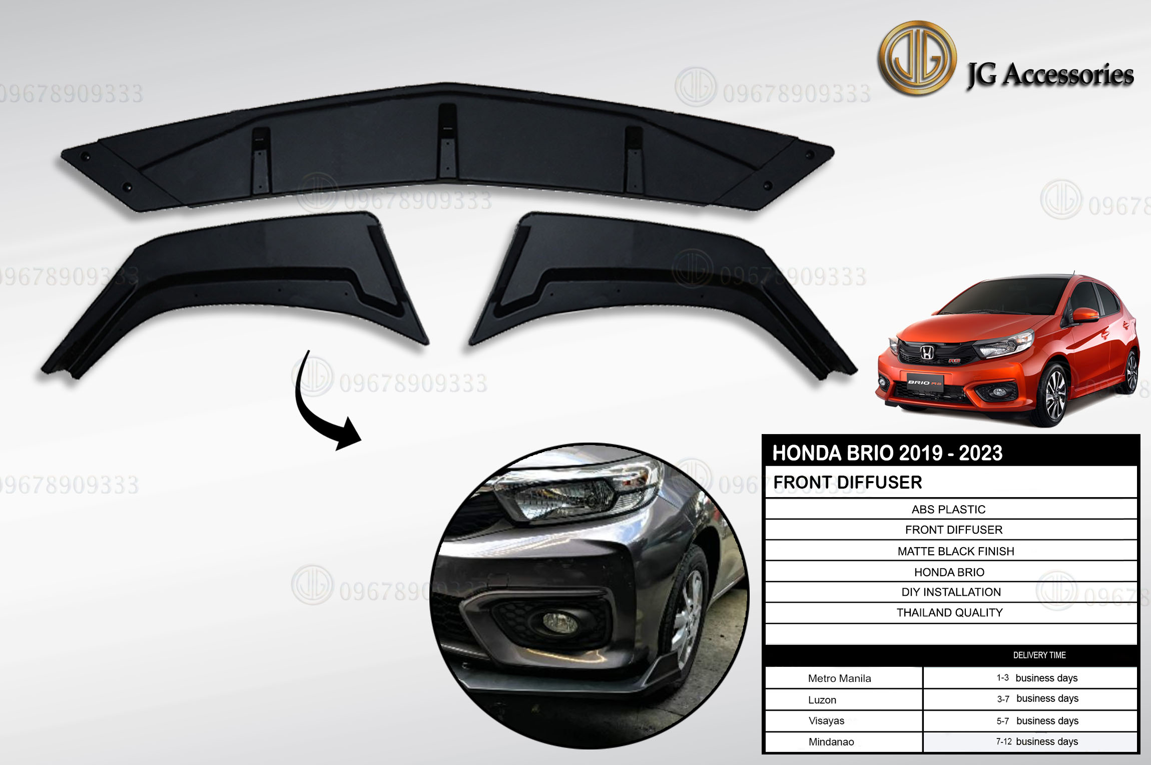 HONDA BRIO 2019 2020 2021 2022 FRONT CHIN DIFFUSER / FRONT DIFFUSER ...