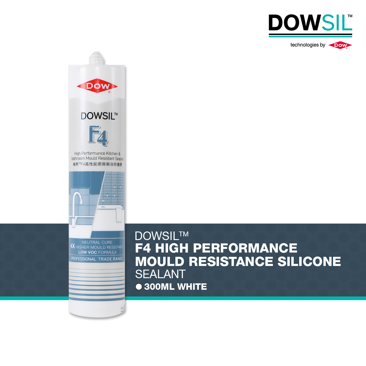 DOWSIL™ F4 High Performance Mould Resistance Sealant-White (300ML ...
