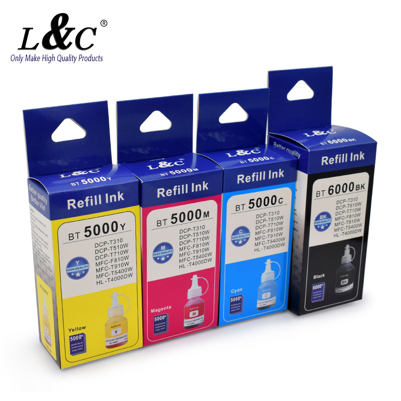 (4 bottles)Original L&C BT5000 BT6000 BTD60BK Dye Ink Refill Ink ...