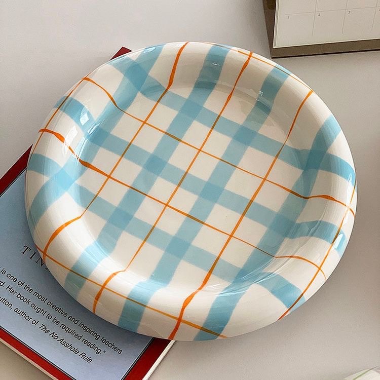 8in Korean Aesthetic Checkered Plates - Chubby Plate | Lazada PH