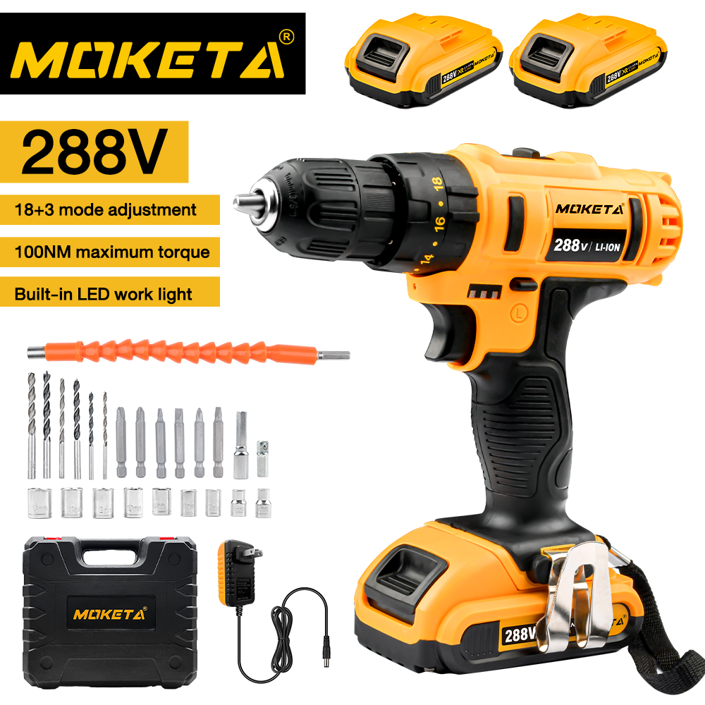 MOKETA 1500W 288V Electric Impact Drill 1 Set with Variable Speed ...