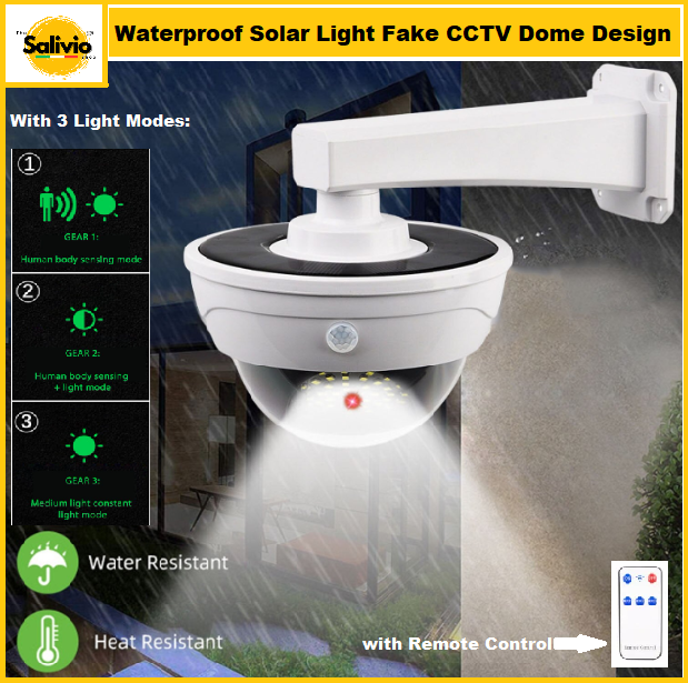 Waterproof Outdoor Solar Light Motion Sensor Fake CCTV Dome Camera with ...