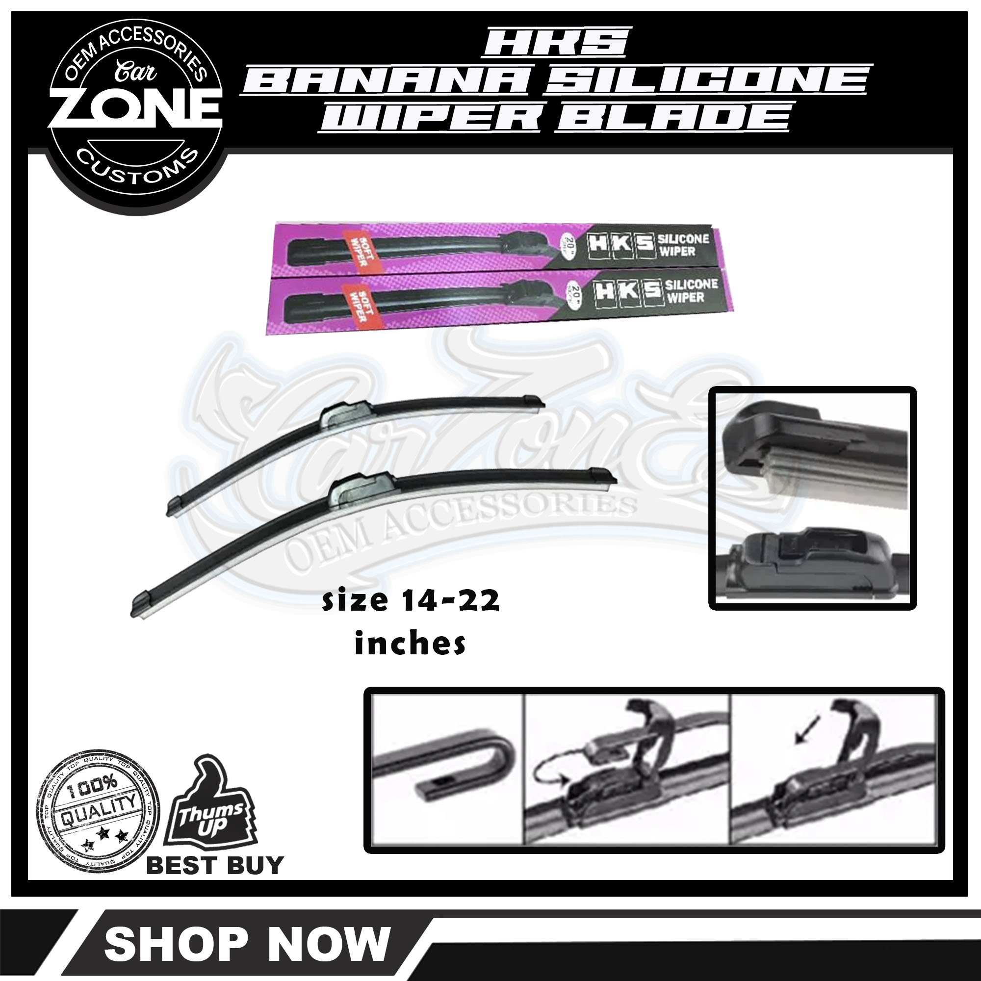 Mitsubishi Mirage Hatchback HKS Universal Banana Type Silicone Wiper ...