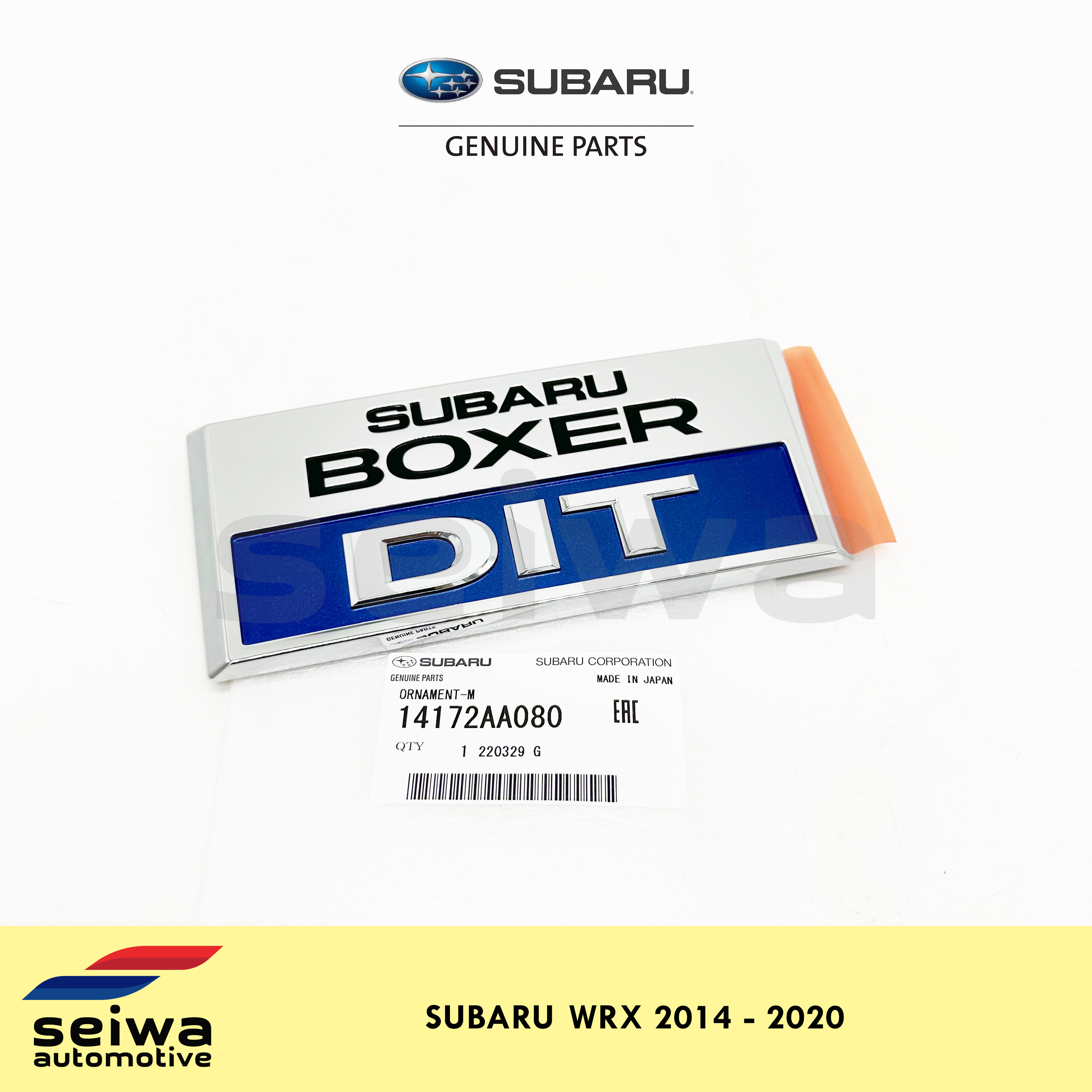 [2014 - 2020] Subaru WRX Engine Cover Emblem "Subaru Boxer DIT ...