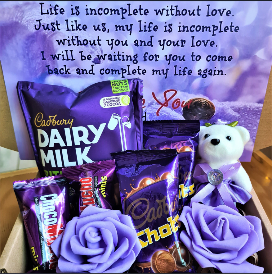 Violet Bundle Set Gift Ideas for Girlfriend Boyfriend Treats Chocolates ...