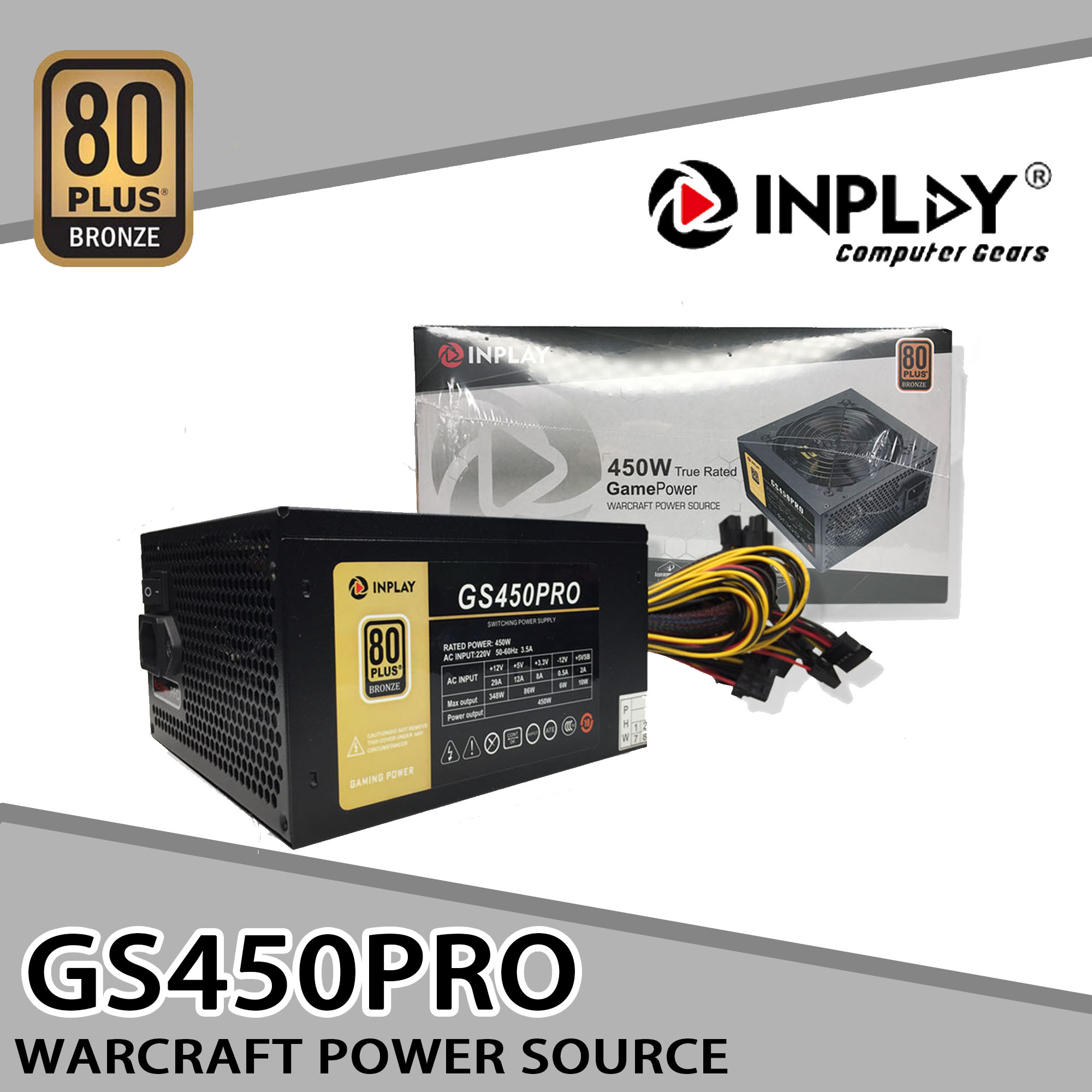 Inplay GS550PRO / GS450PRO Power Supply Unit Gaming PSU 80 Efficiency ...