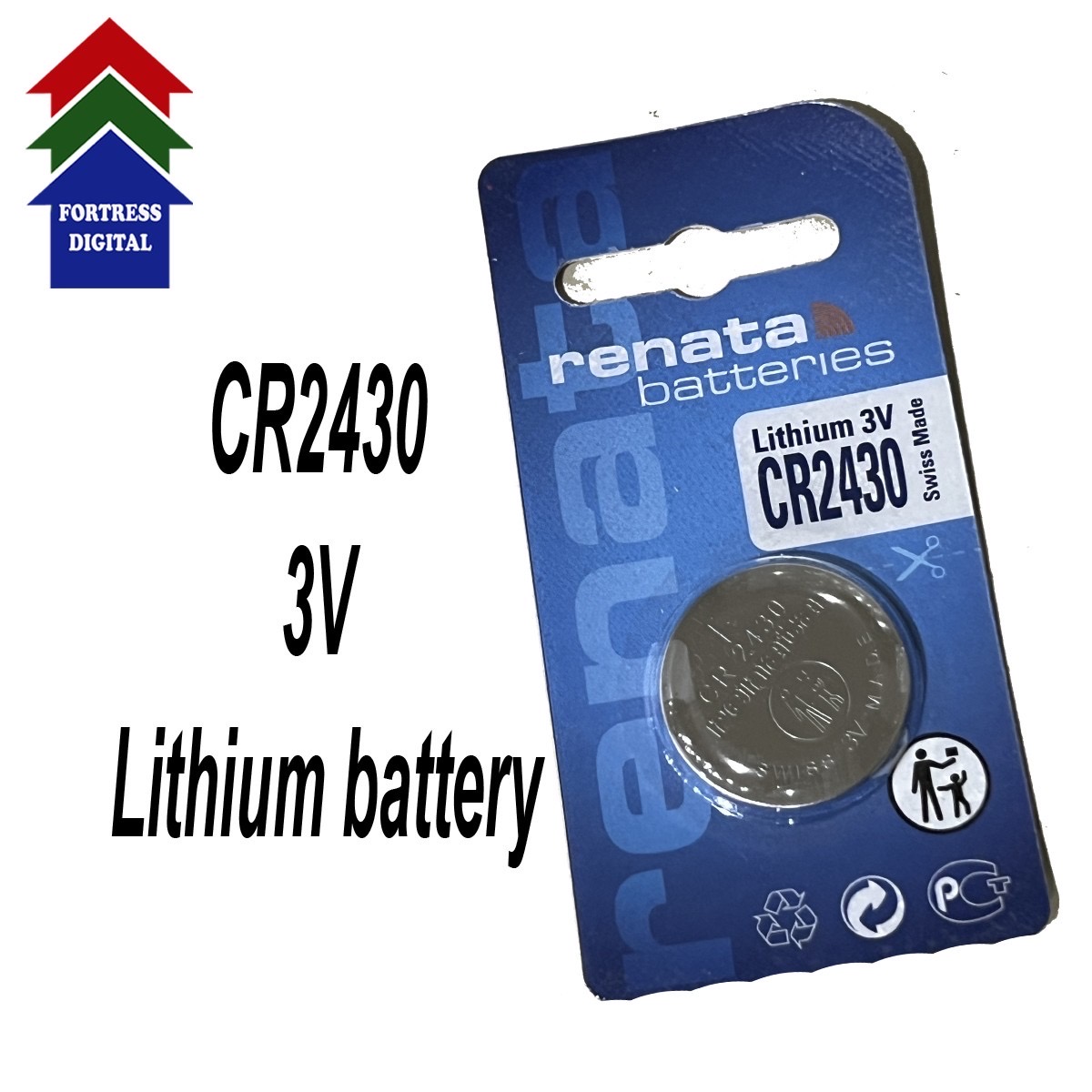 Renata Lithium Coin Button Flat Battery CR-2430 / CR 2430 / CR2430 / 3 ...