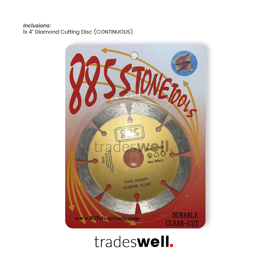 885 Diamond Cutting Disc / 4"inches dia. / SEGMENTED / CONTINUOUS ...
