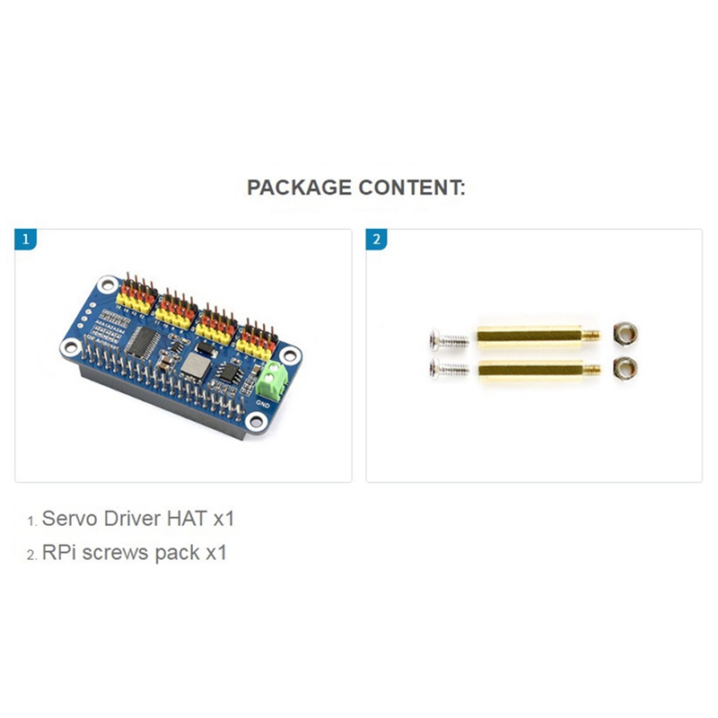16-CH 12-Bit PWM Servo Motor Driver Module Shield Expansion Board HAT for Raspberry Pi RPI Zero ...