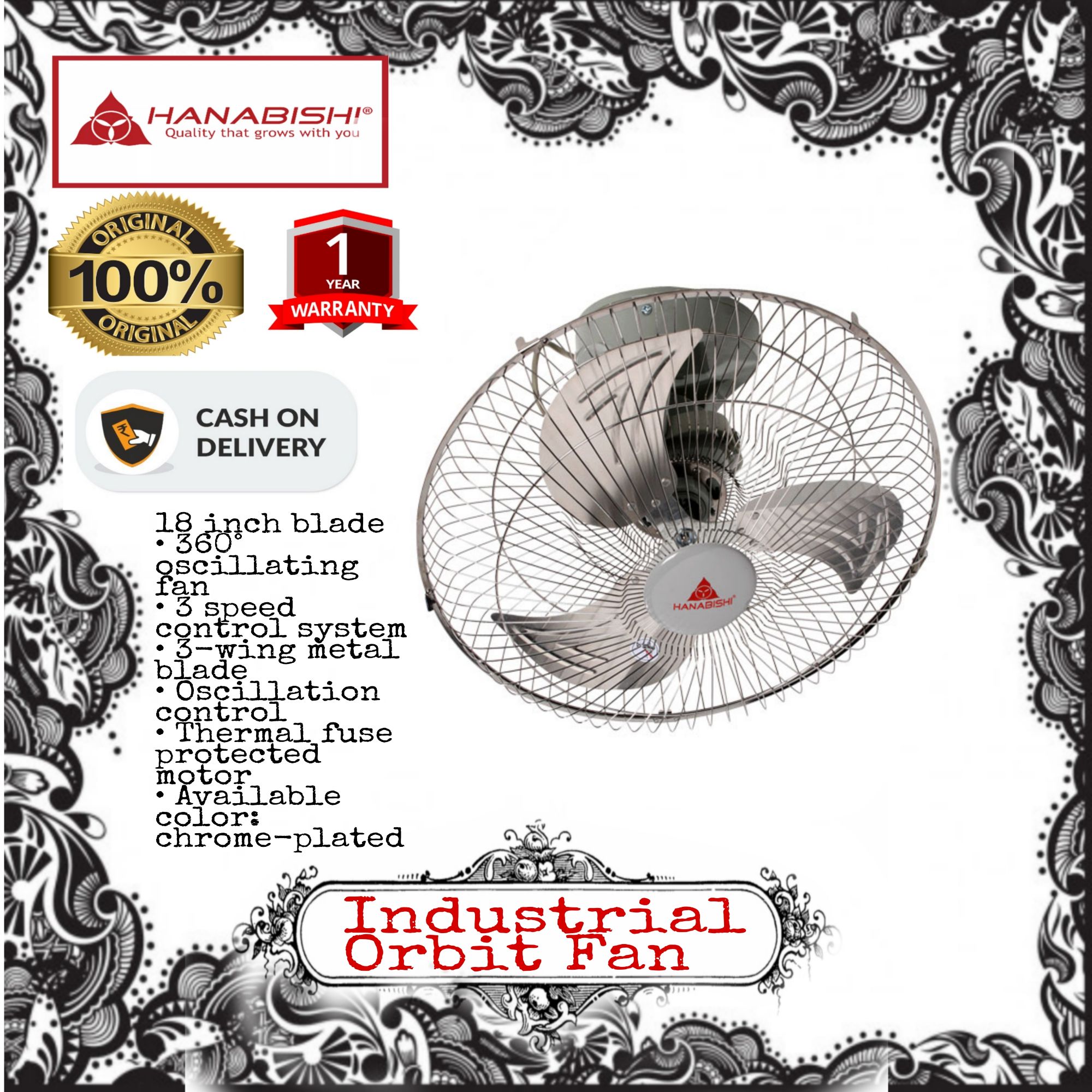 Hanabishi Industrial Orbit Fan HIOF380R | Lazada PH