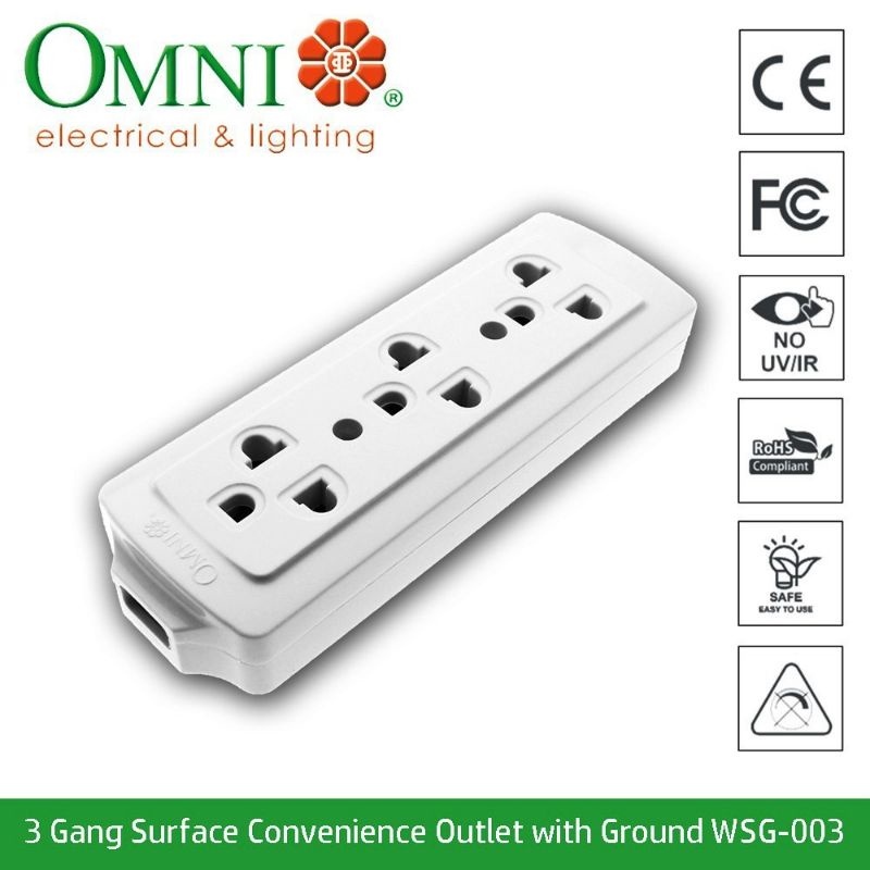 OMNI SURFACE TYPE CONVENIENT OUTLET WITH GROUND 2 3 GANG WSG-002 WSG ...