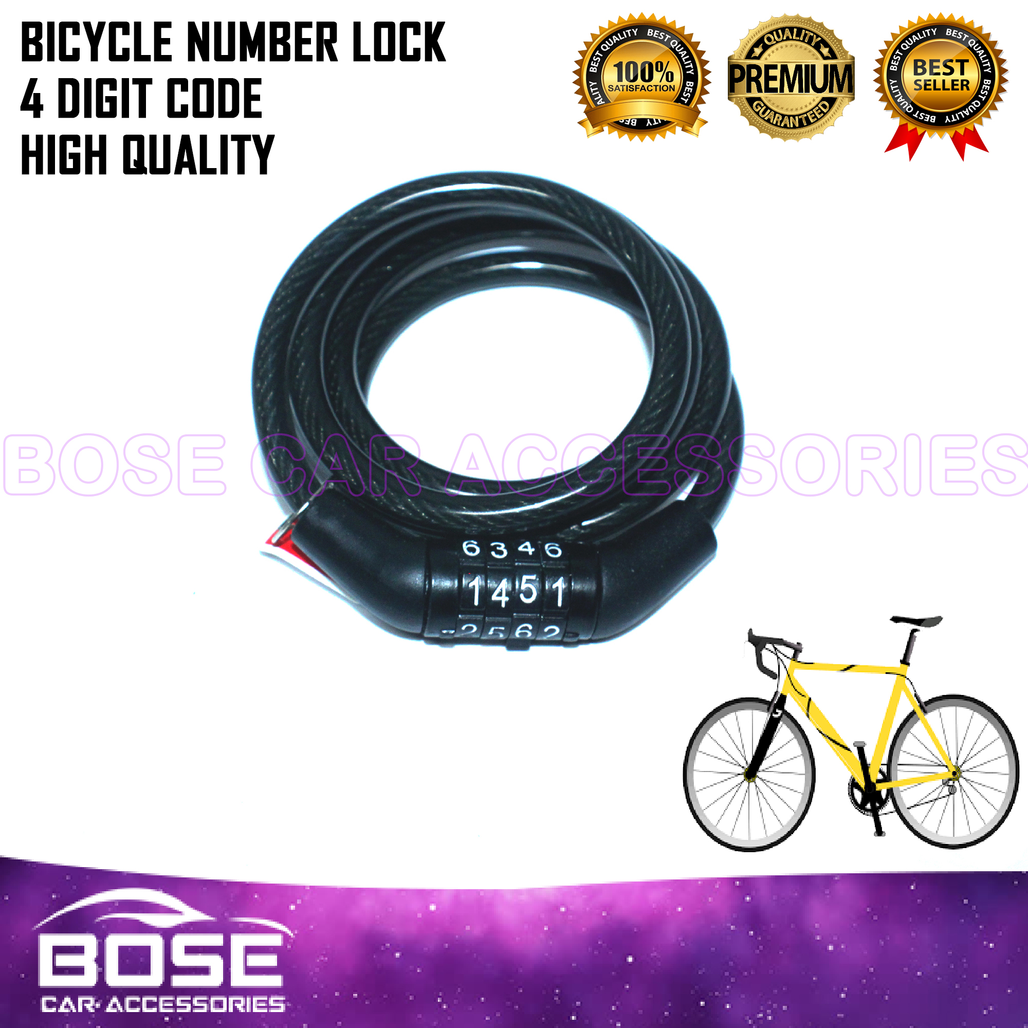 BICYCLE NUMBER LOCK SECURITY AND PROTECTION / ANTI THEFT LOCK / 4 DIGIT ...