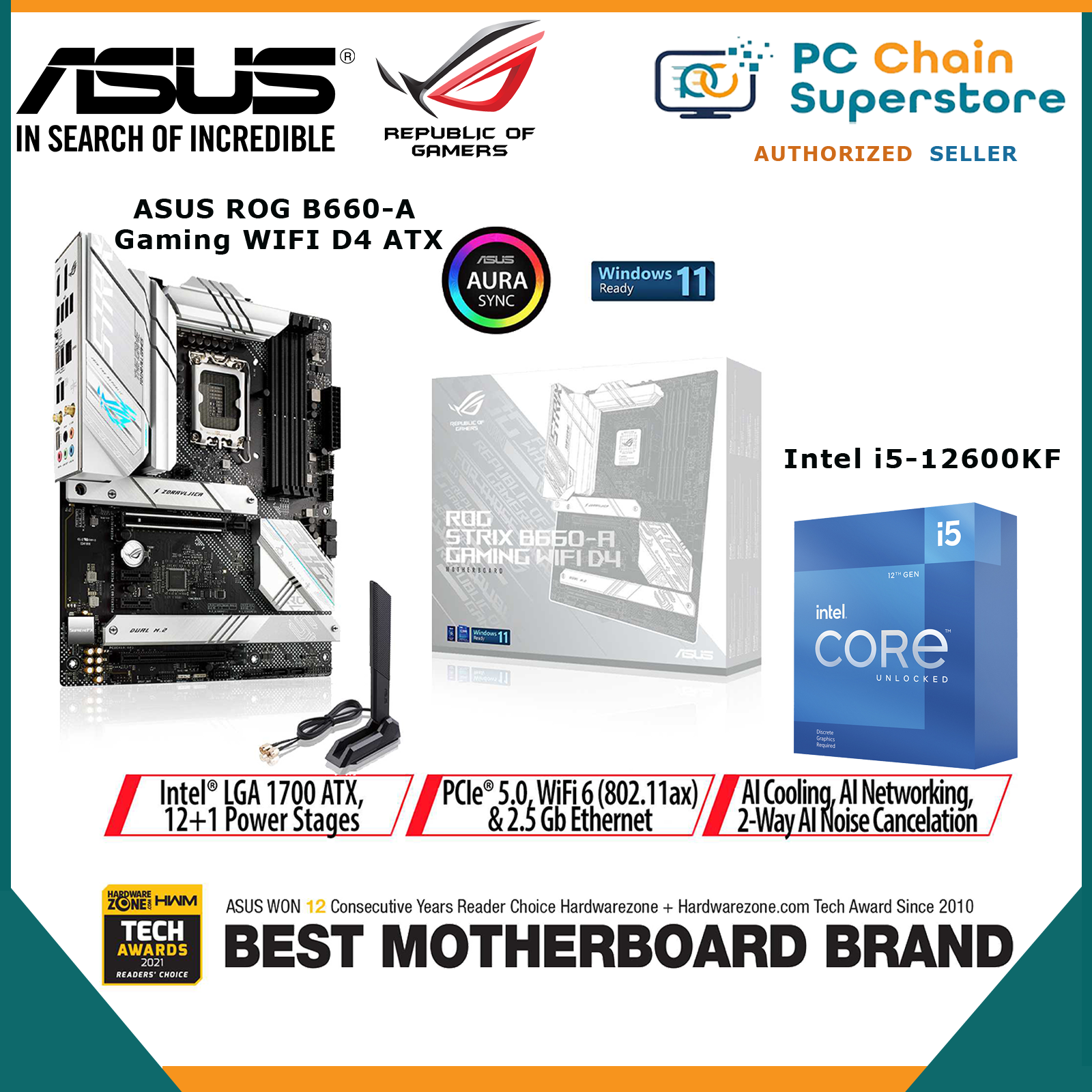 Intel I5 12600kf I5 12th Gen Unlocked 10 Cores Processor Asus Rog B660 A Gaming Wifi D4 Ddr4