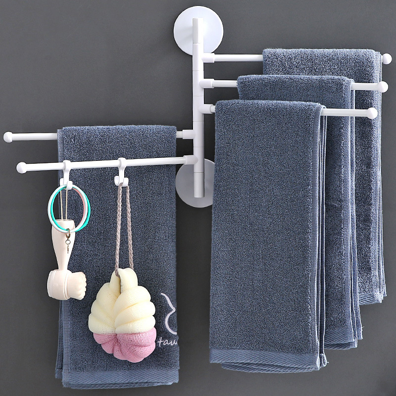 180° Rotating Wall Mounted Towel Rack Bath Towels Bar Holder Multi ...