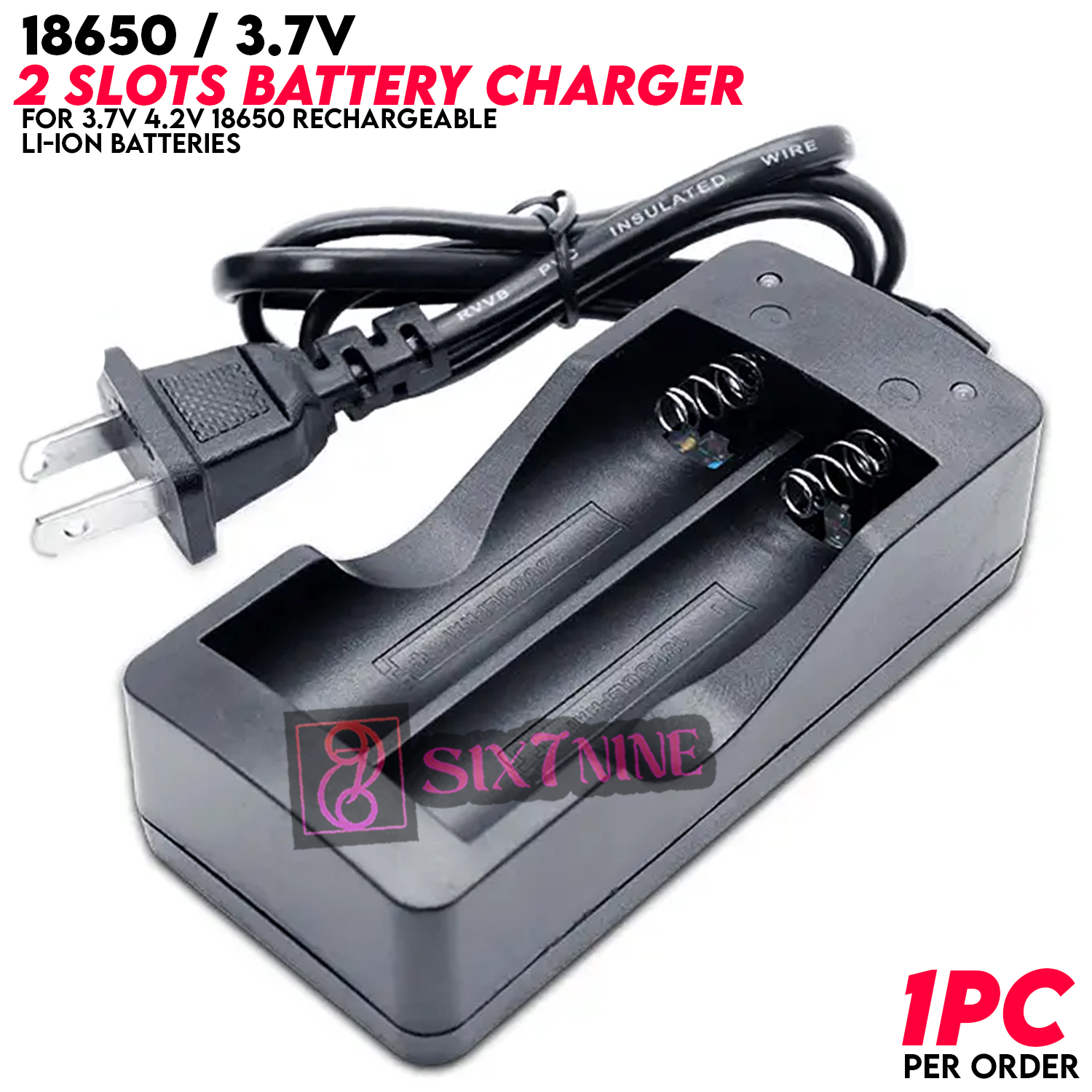 18650 2-Slots Battery Charger For 3.7V 4.2V 18650 Rechargeable Li-ion ...