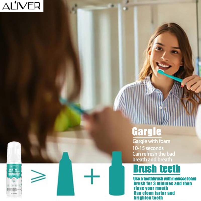 YANJIAYI ALIVER Teeth Whitening Mousse Toothpaste Remove Tartar Remove ...