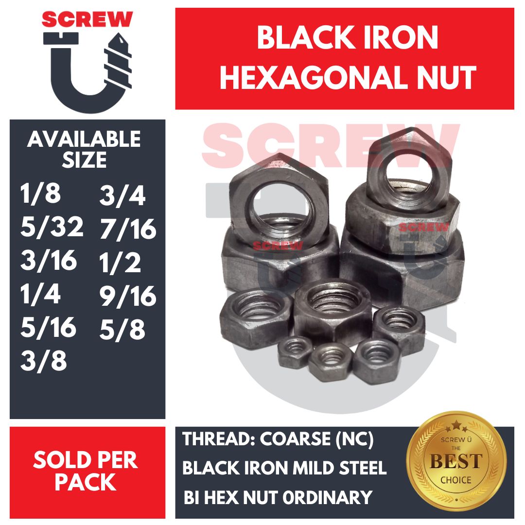 BI HEX NUT ORDINARY BLACK IRON HEXAGONAL NUTS ORD.| SOLD PER PACK ...