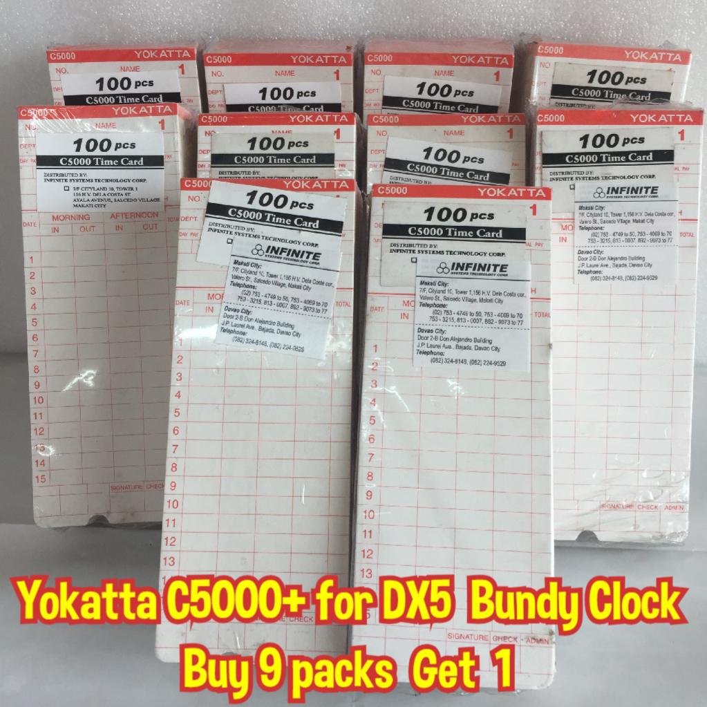 time Cards BUY 9 GET 1 C5000+ Yokatta Time Cards for DX-5 Bundy Clock ...
