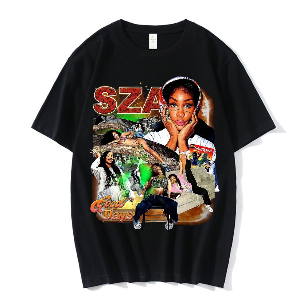 【All-Match】 Sza Good Days Graphics T-Shirt Hip Hop Rapper 90S Vintage T Shirt Summer Men ...