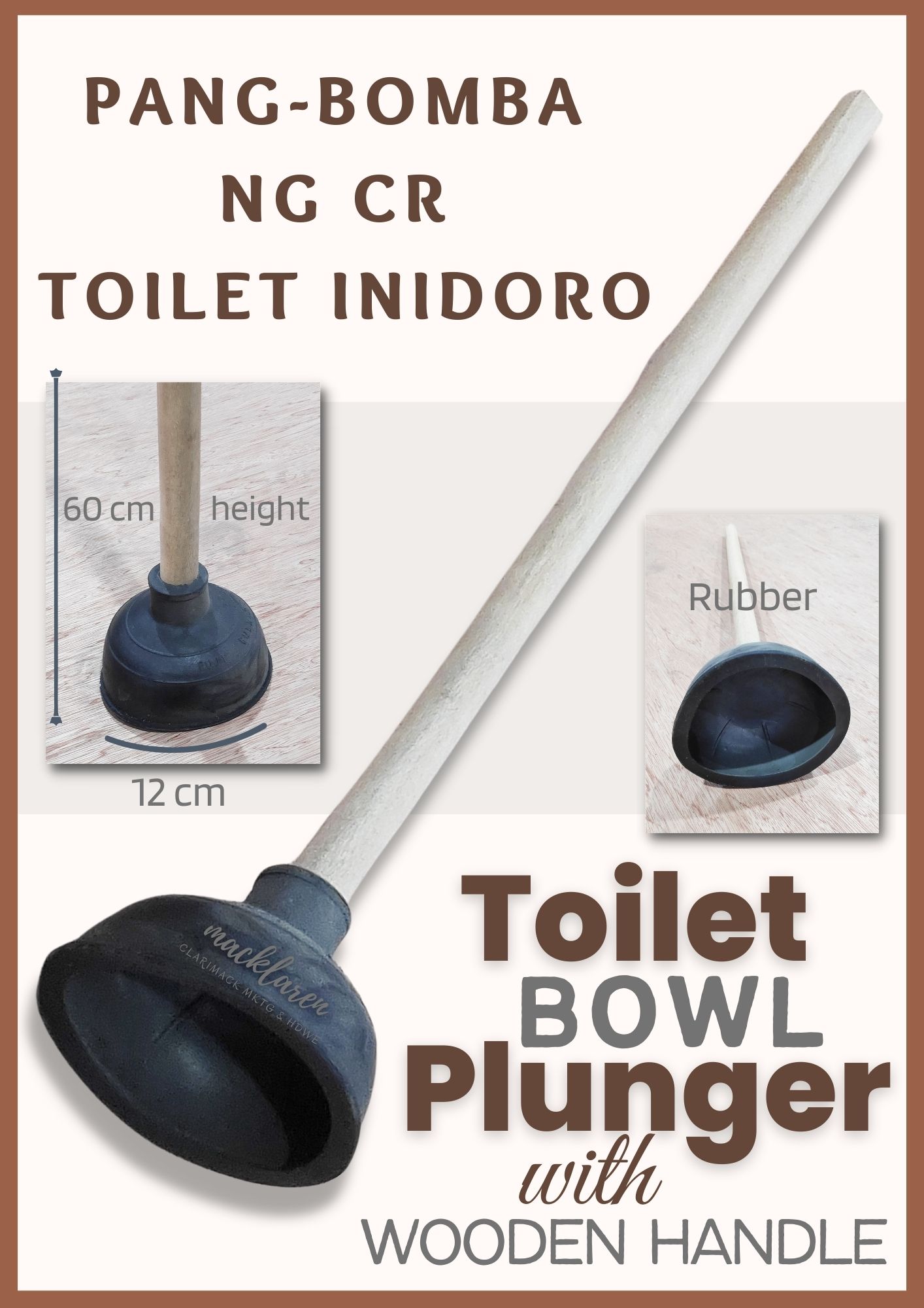 Toilet Bowl Plunger with Wooden Handle ️ Pangbomba ng CR C.R. Inidoro ...