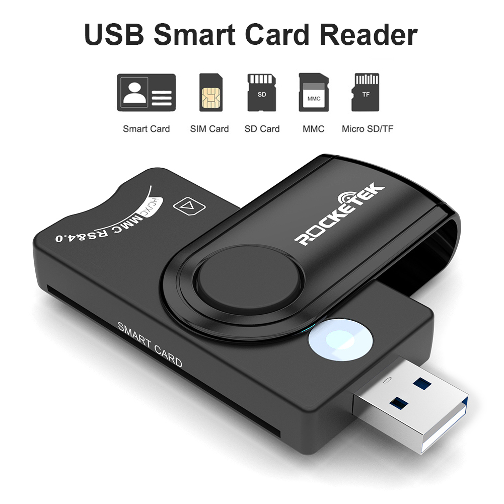 Rocketek USB 2.0 Smart Card Reader memory for ID Bank EMV Electronic ...