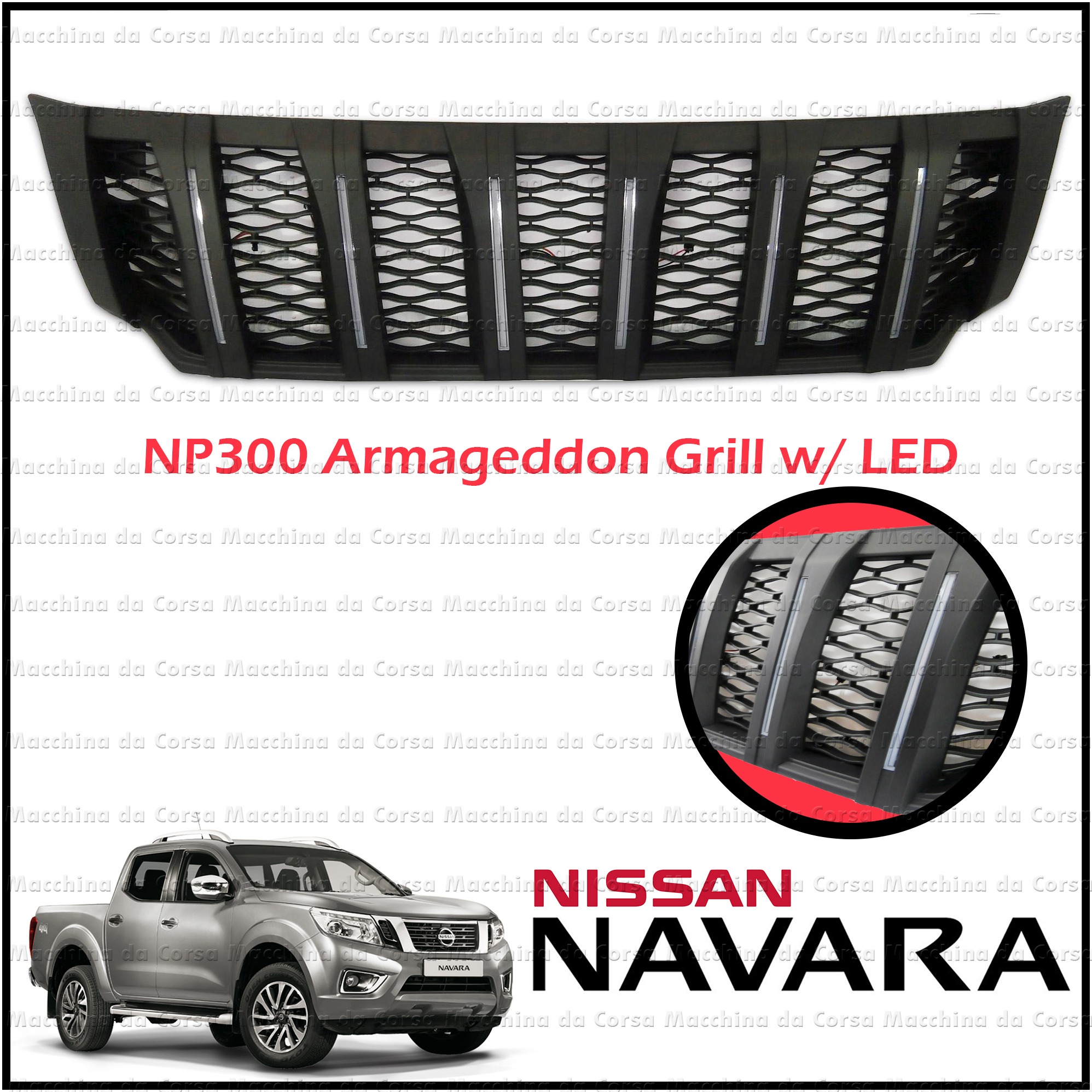 Nissan Navara NP300 2016-2021 Armageddon Grill w/ LED | Lazada PH