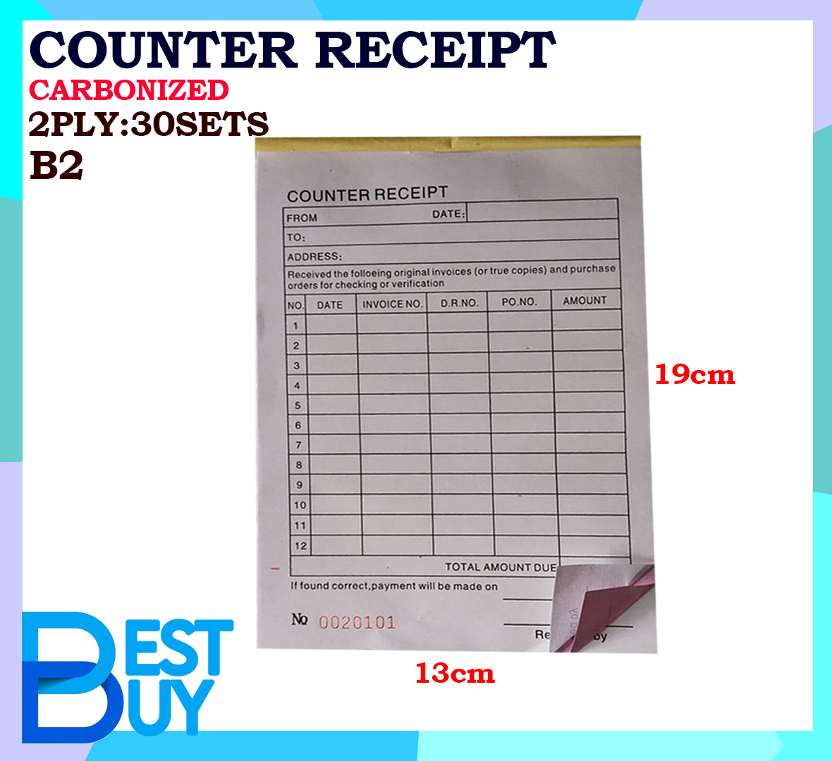 Counter Receipt carbonized 2 PLY or 3 PLY portrait (7x5inches) | Lazada PH