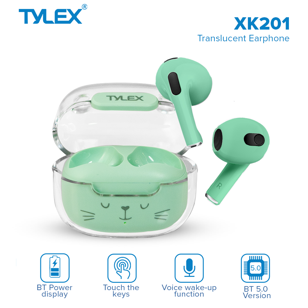TYLEX XK201 Translucent Mascot Wireless Earphones Bluetooth 5.0 Type-C ...