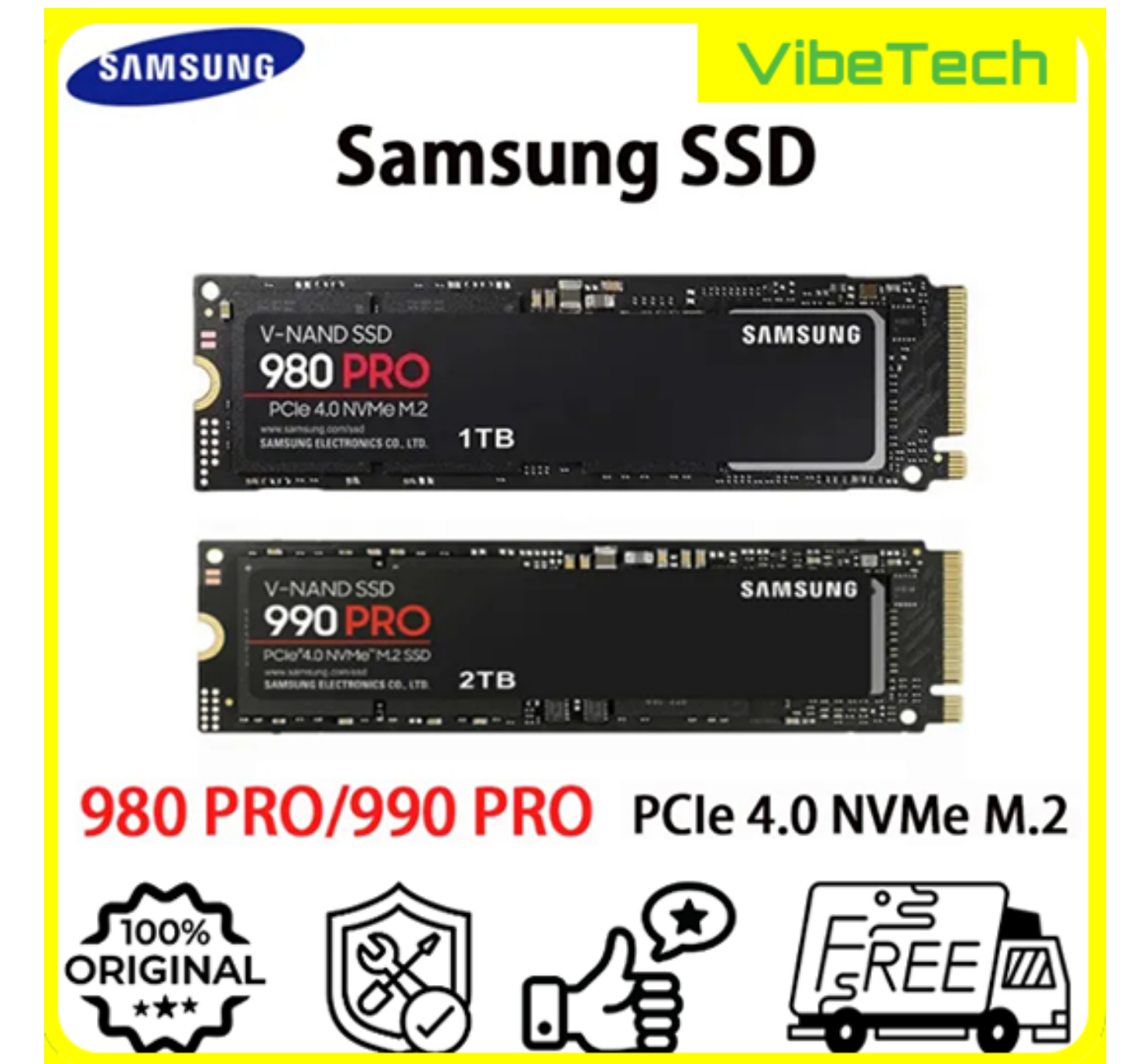 Samsung SSD 980 PRO & 990 PRO PCIe 4.0 NVMe M.2 Original Laptop Desktop ...